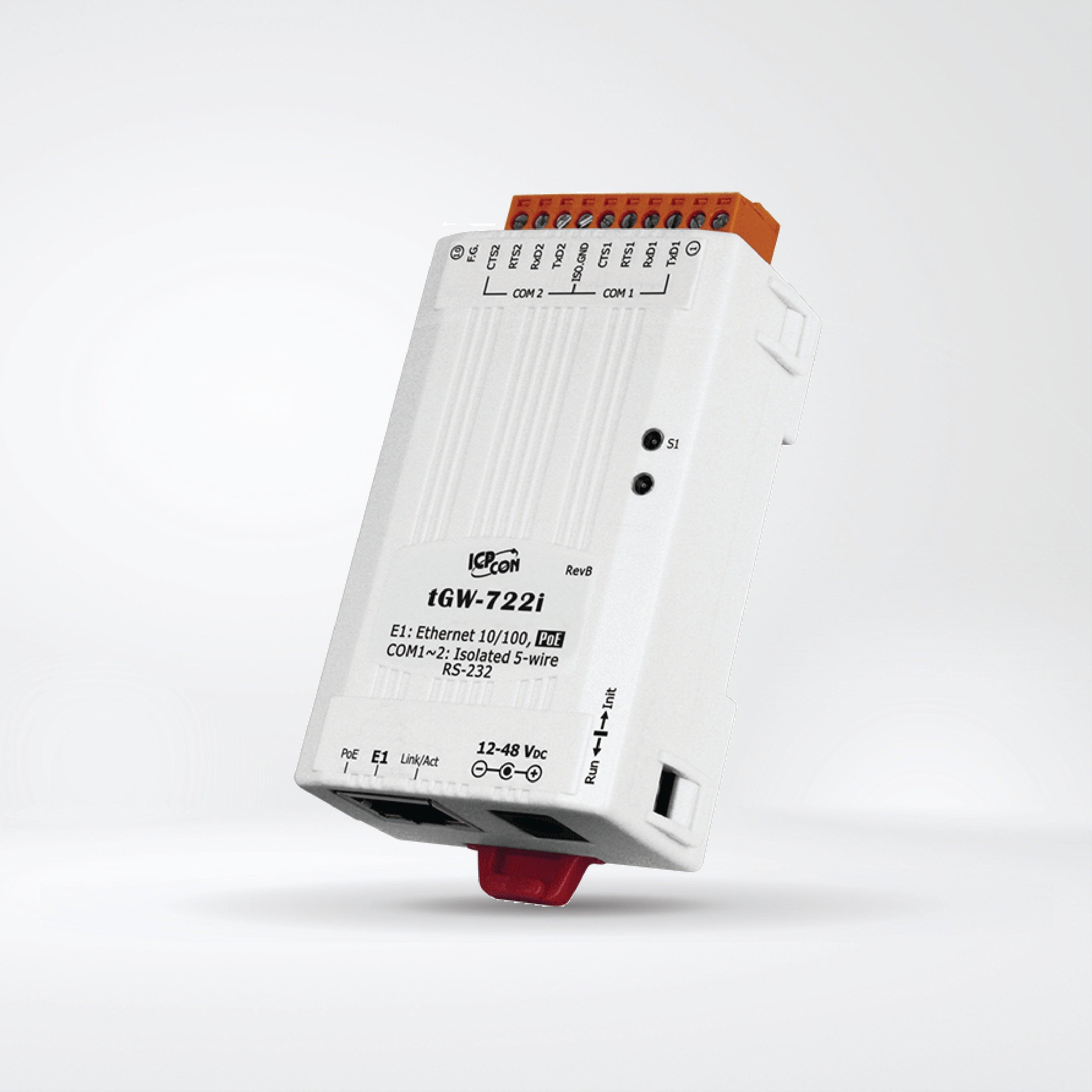 tGW-722i Tiny Modbus/TCP to RTU/ASCII Gateway with PoE, Isolated Power