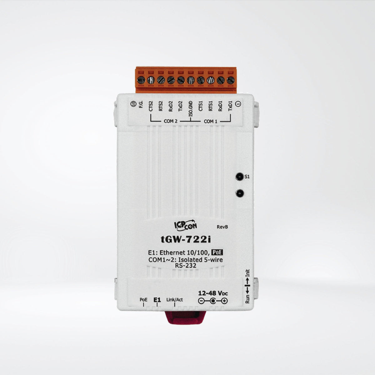 tGW-722i Tiny Modbus/TCP to RTU/ASCII Gateway with PoE, Isolated Power